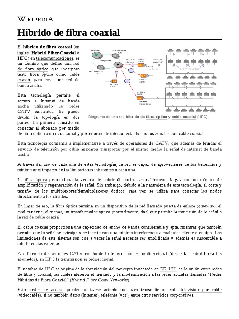 Red HFC Híbrido de fibra coaxial | PDF | Infraestructura de ...