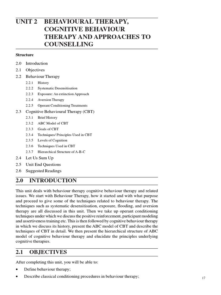 Behaviour Therapy and CBT Techniques | PDF | Psychotherapy | Cognitive ...