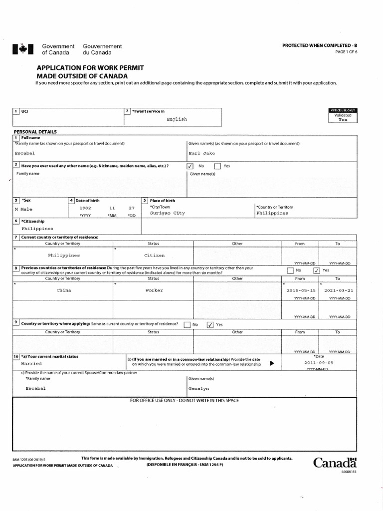 Work Permit Appliation | PDF