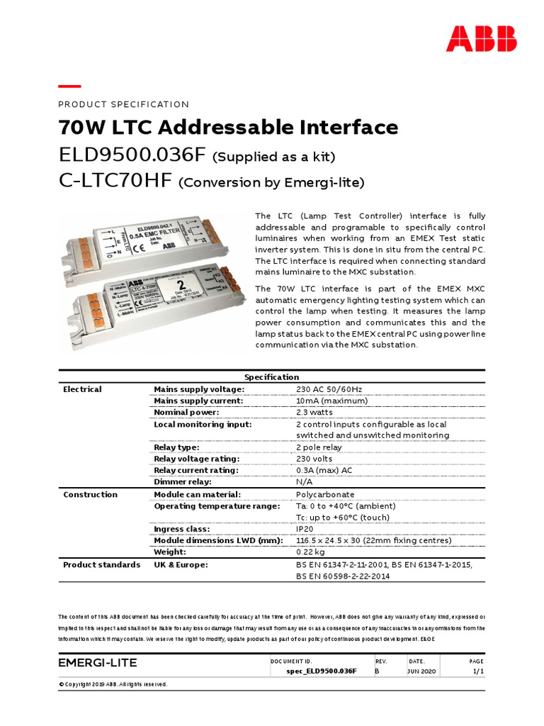 ELD9500.036F - C-LTC70HF - 70w LTC Filter Kit - Spec - 2020.06 | PDF ...