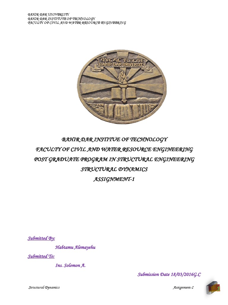 Structural Dynamics Assignment Solutions | PDF | Damping | Classical Mechanics