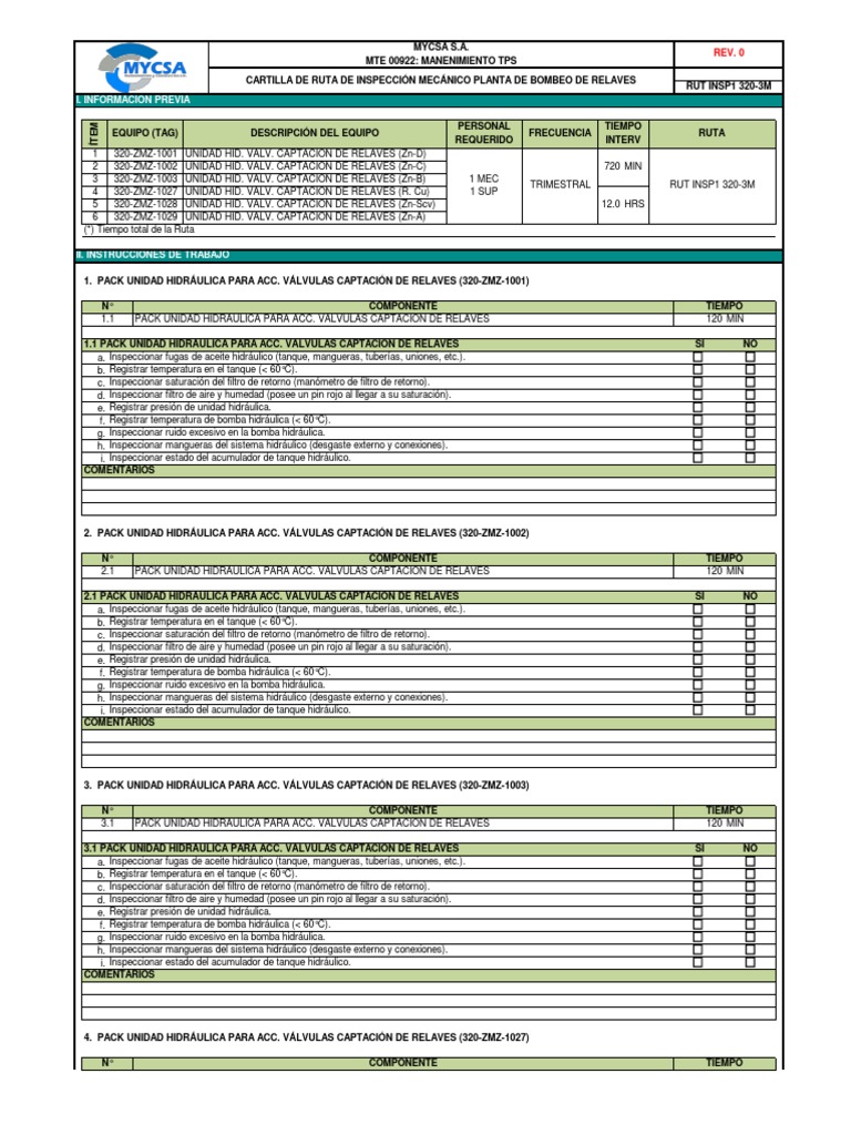 RUT INSP1 320-3M - Mycsa | PDF | Bomba | Presión
