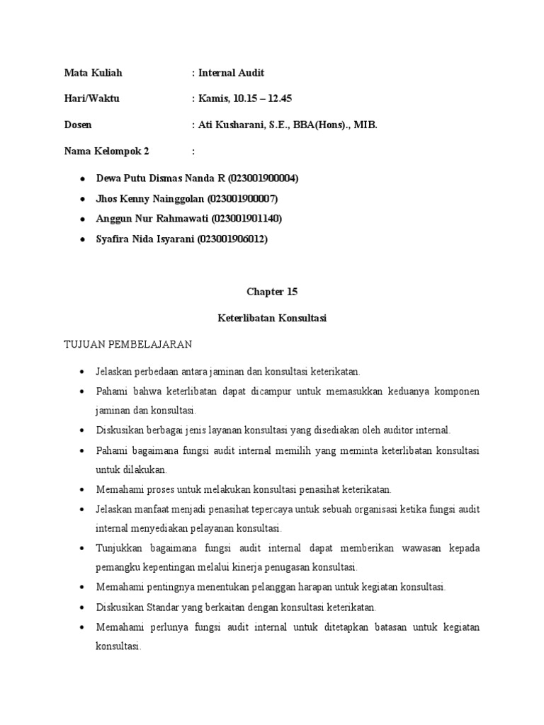 Paper Ch15 - Internal Audit | PDF