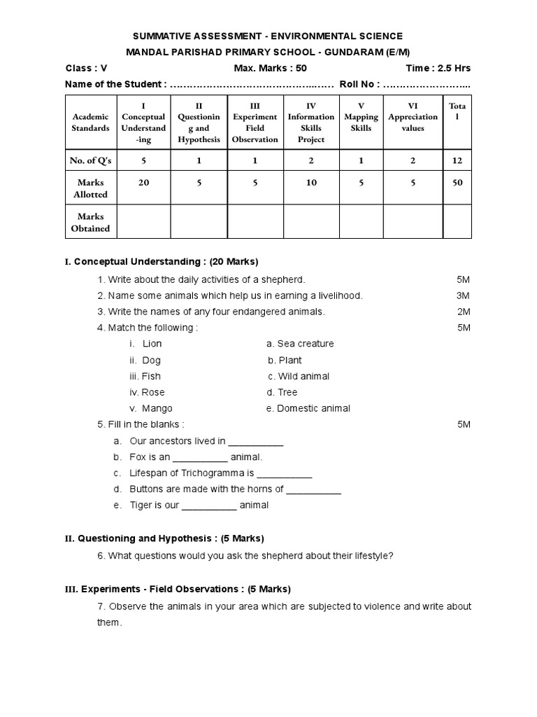 Evs Question Paper | PDF
