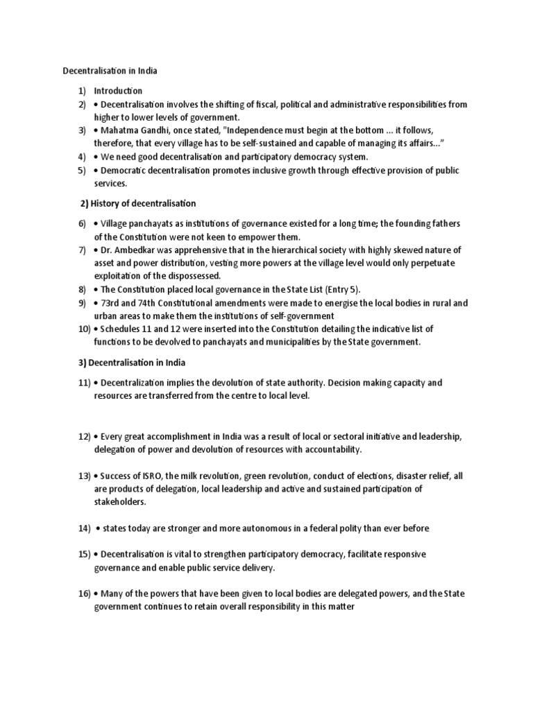 Decentralisation in India | PDF | Decentralization | Devolution