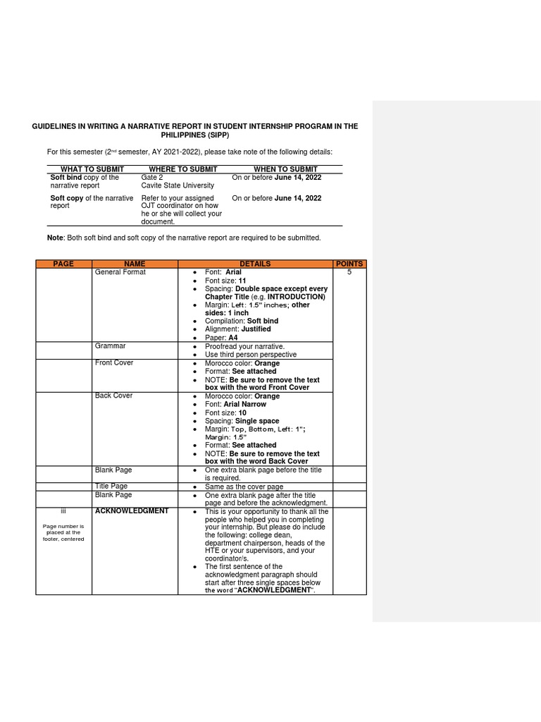 Internship Report Writing Guidelines | PDF | Internship | Job Hunting