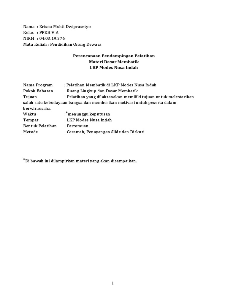 Pelatihan Membatik di LKP Nusa Indah | PDF | Griya & Taman