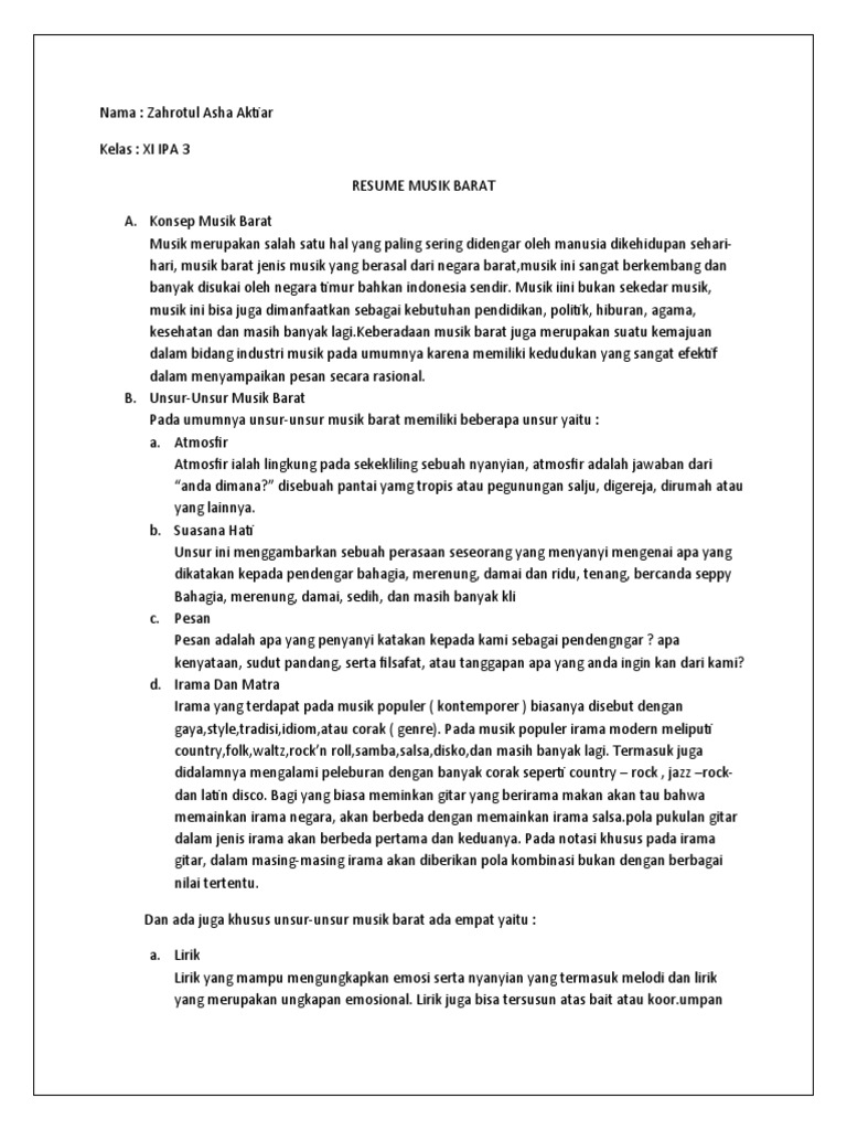 Senibudaya Zahrotul (Resume Musik Barat) | PDF | Seni