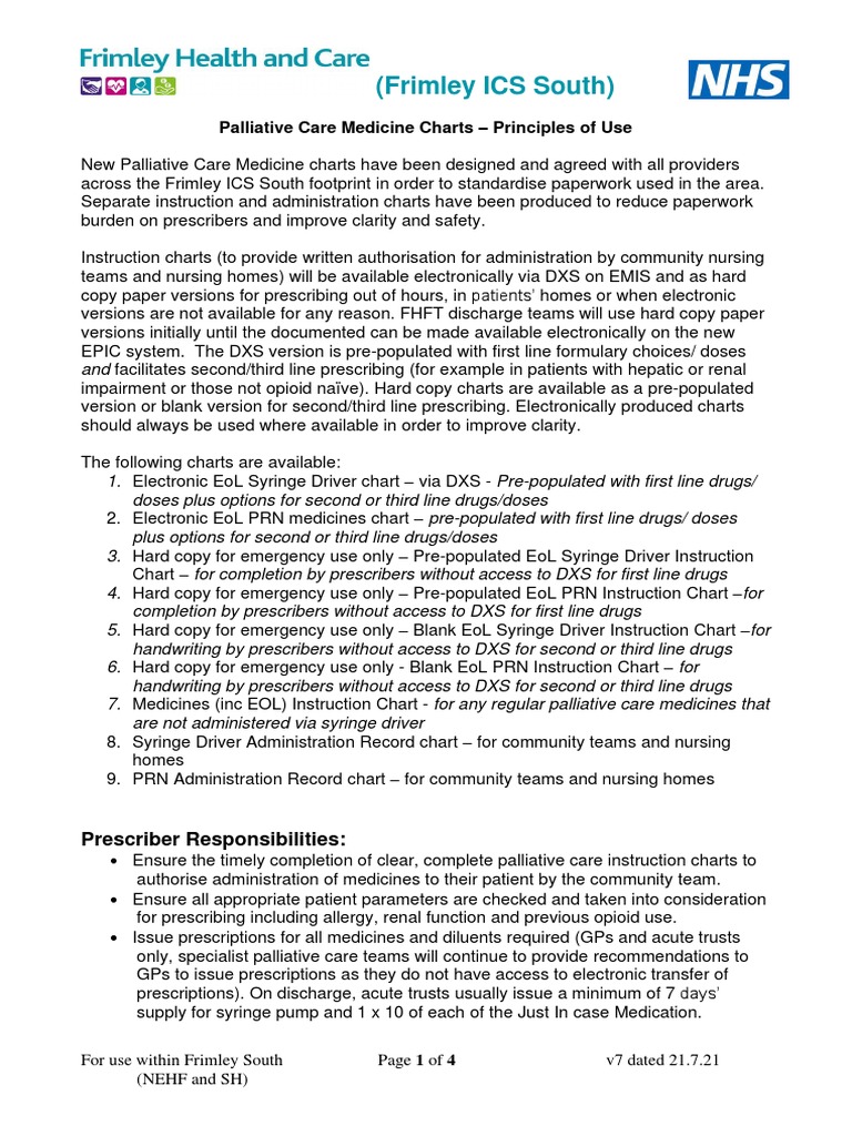 Palliative care charts standardised | PDF | Medical Prescription ...