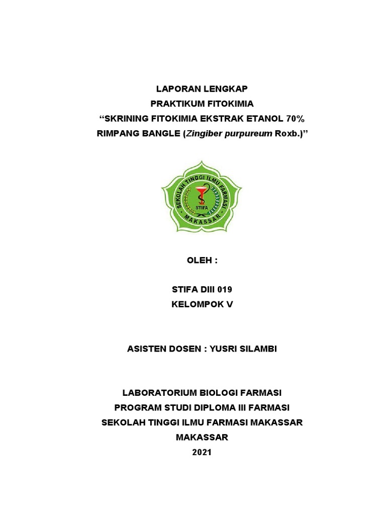 Skrining Fitokimia Rimpang Bangle 70% Etanol | PDF | Sains & Matematika