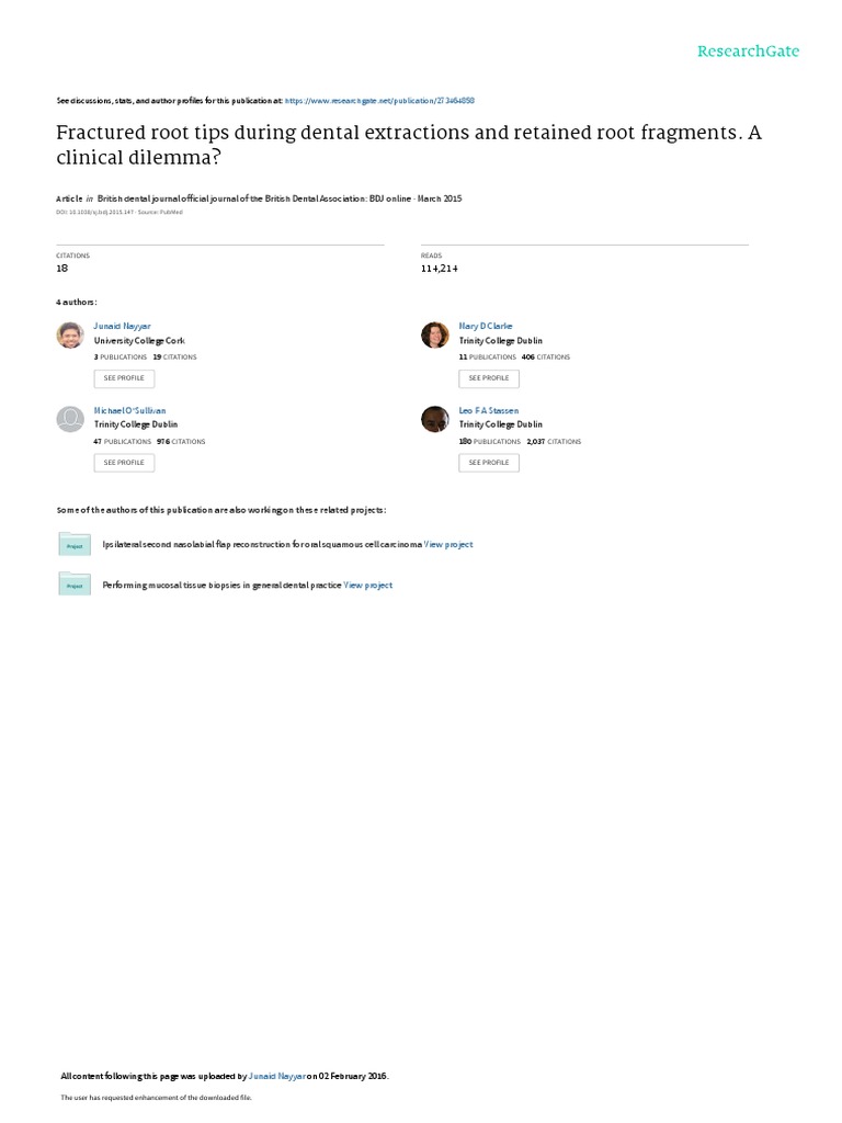 Fractured Root Tips During Dental Extractions and Retained Root ...