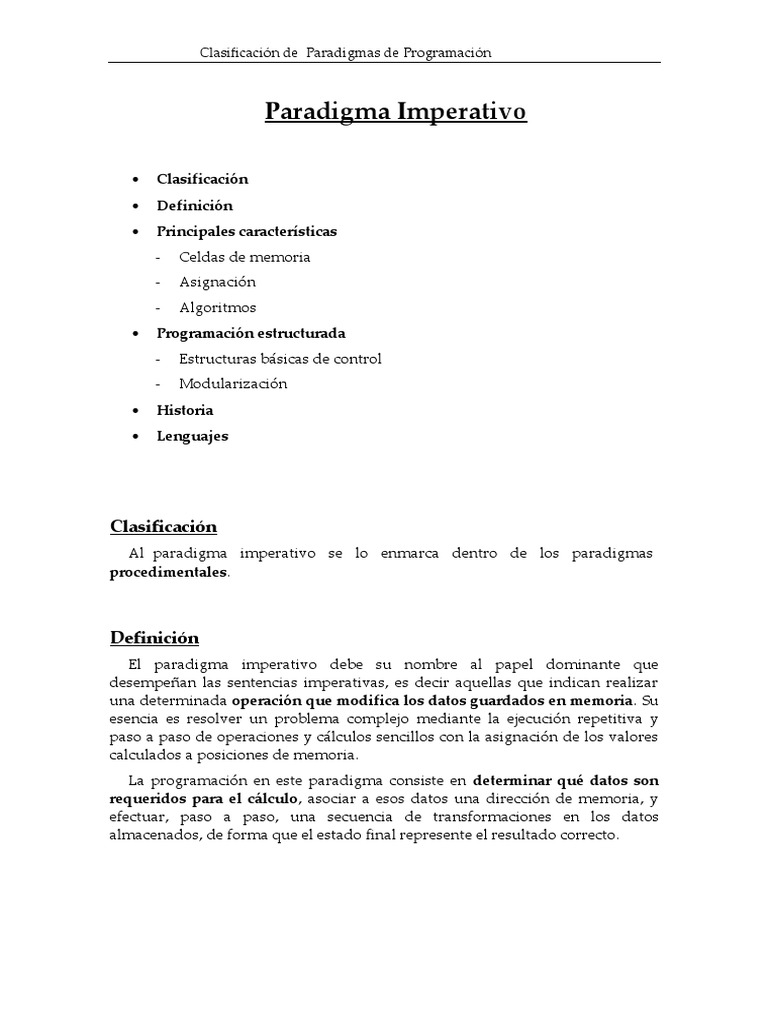 Clasificacion Paradigmas | PDF | Lenguaje de programación | Objeto ...