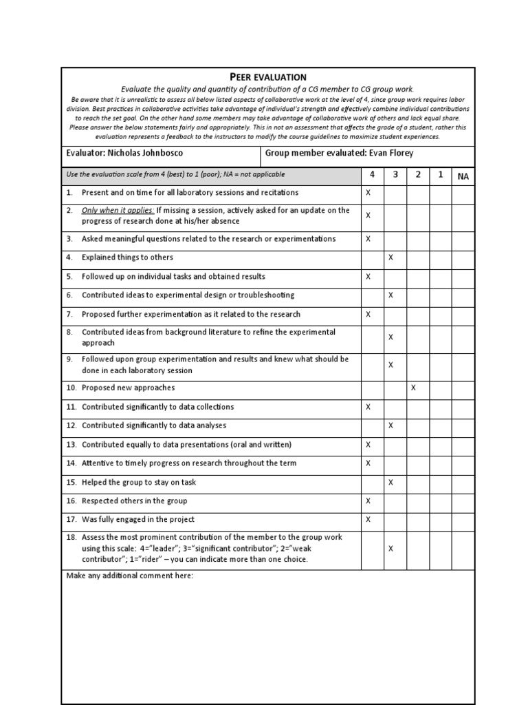 Peer Evaluation Rubrics | PDF | Evaluation | Experiment