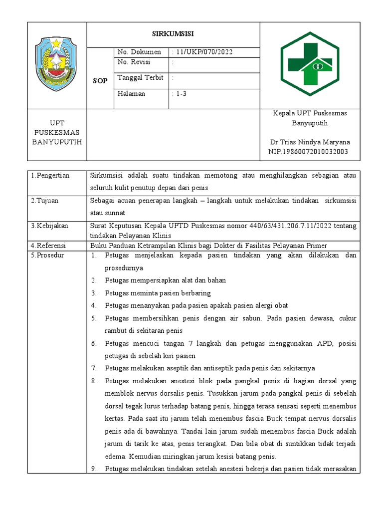 7.7.1.3 Sop Sirkumsisi Revisi-1 | PDF
