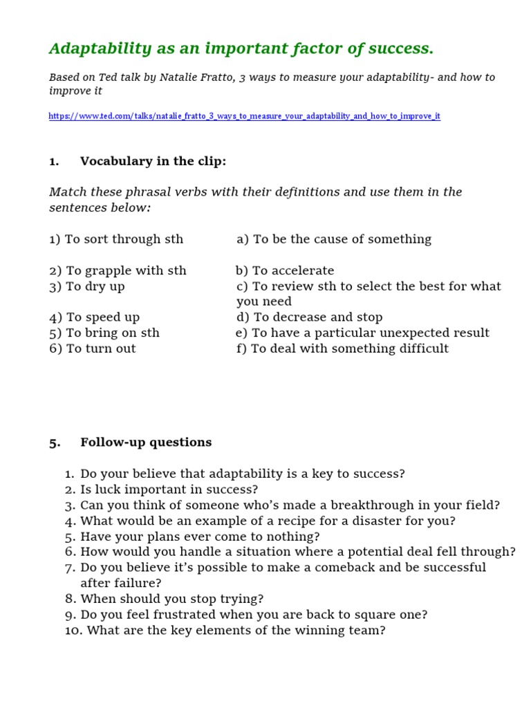 Adaptability As An Important Factor of Success | PDF | Emotional ...