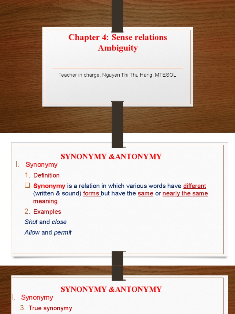 Chapter 4 - SEMANTIC RELATIONS | PDF | Lexicology | Semantic Units