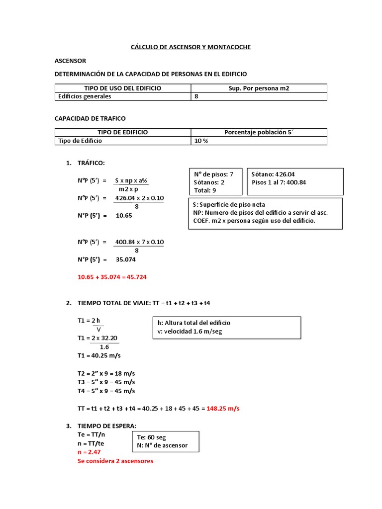 Cálculo de Ascensor | PDF
