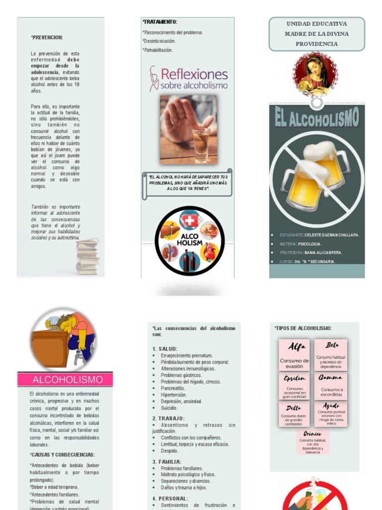 TRIPTICO ALCOHOLISMO | PDF | Alcoholismo | Depresión (estado de ánimo)