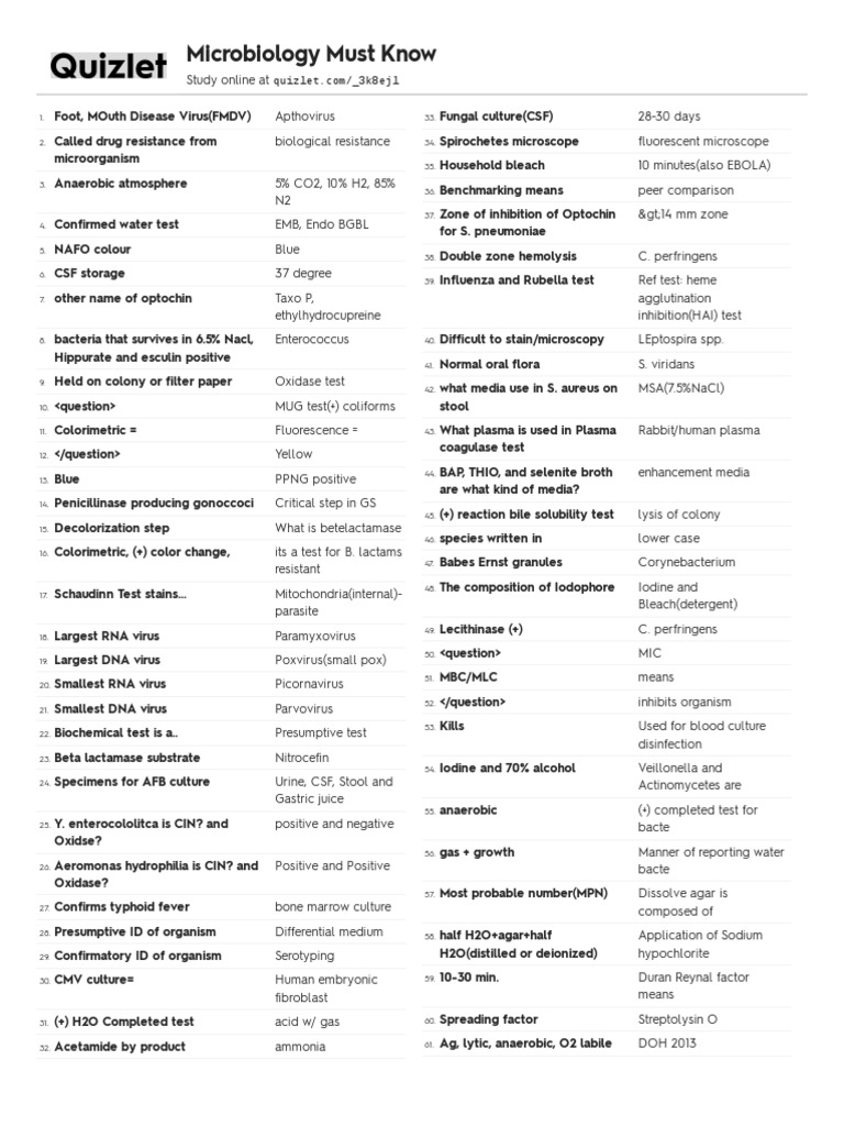 Microbiology Must Know | PDF | Bacteria | Microbiology