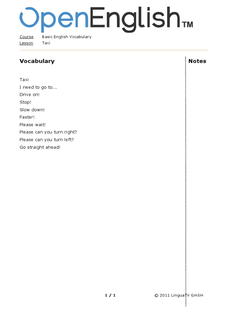Vocabulary Notes | PDF