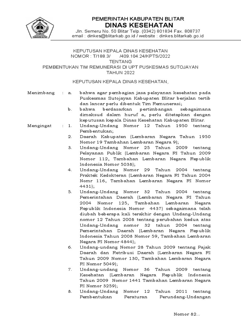 Contoh SK Dinkes | PDF