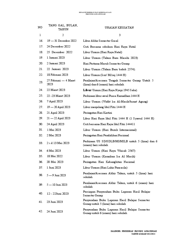 Kaldik 2022-2023-24 | PDF
