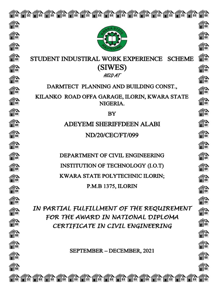 Siwes Report by Adeyemi Sheriffdeen Alabi | PDF | Concrete | Beam ...
