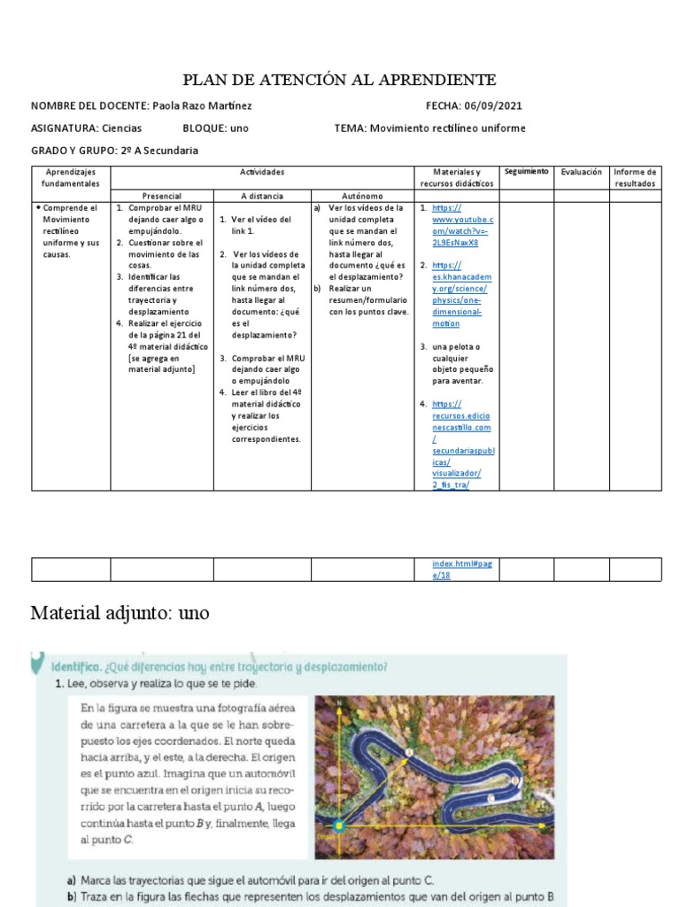 Plan de Atención Al Aprendiente 2o Secu Ciencias | PDF | Evaluación | Youtube