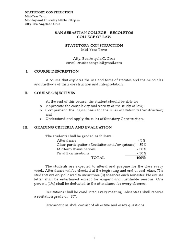 STC Course Outline | PDF | Statutory Interpretation | Governance