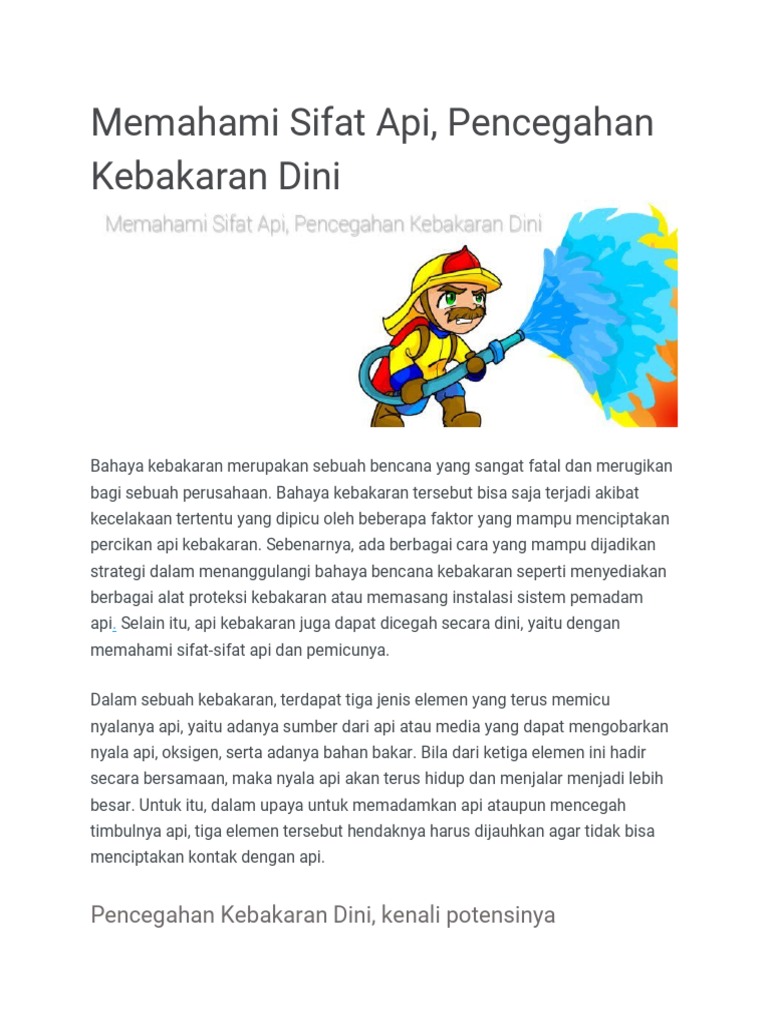 Memahami Sifat Api, Pencegahan Kebakaran Dini | PDF