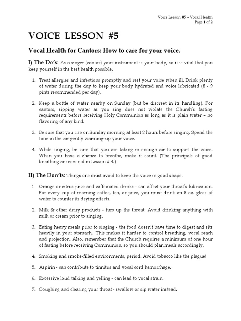 Voice Lesson #5: Vocal Health For Cantors: How To Care For Your Voice ...