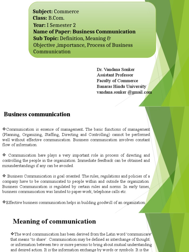 Unit 3 Business Communication | PDF | Nonverbal Communication ...