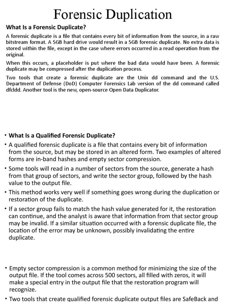 Forensic Duplication: What Is A Forensic Duplicate? | PDF