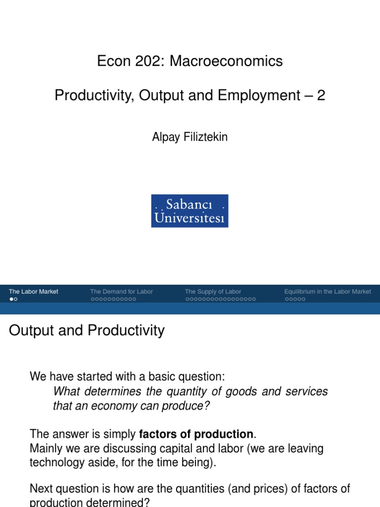 Econ 202: Macroeconomics Productivity, Output and Employment - 2 | PDF | Labour Economics ...