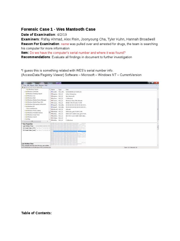 Forensic Case 1 - Wes Mantooth Case | PDF