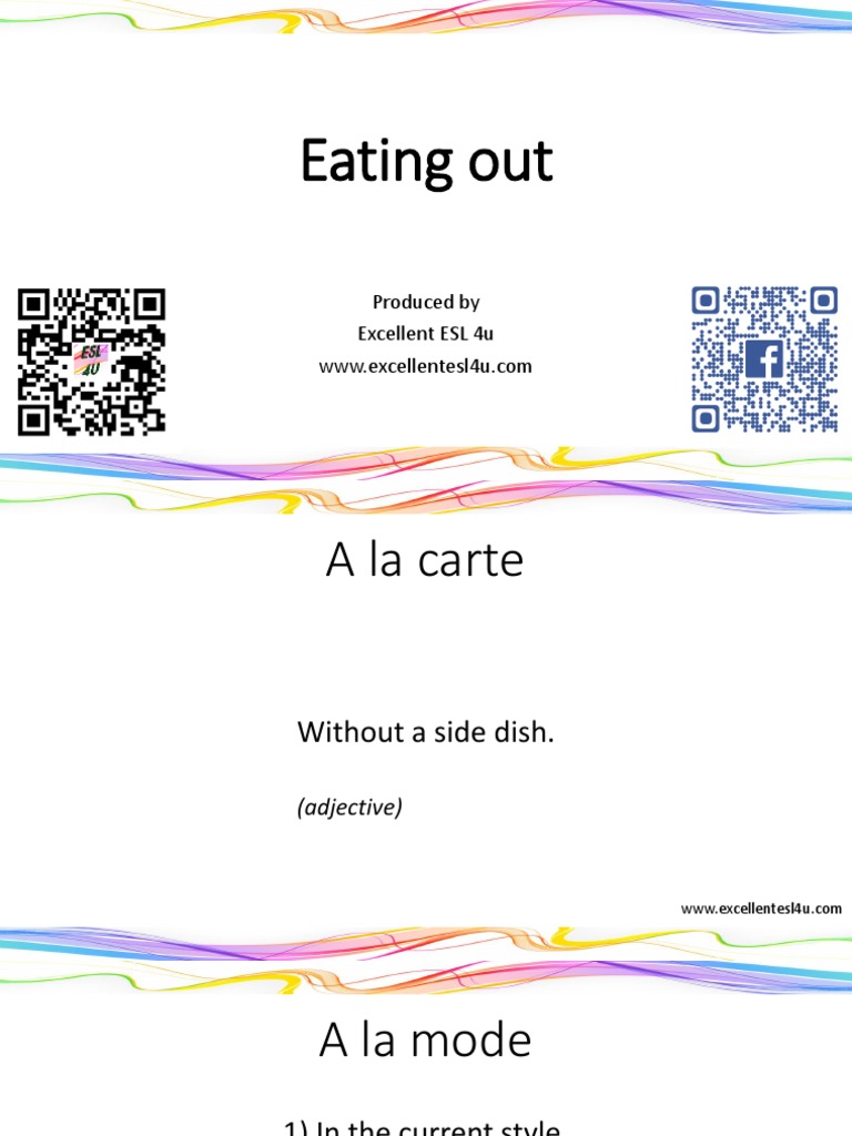Eating Out Flashcards | PDF | Meal | Restaurants