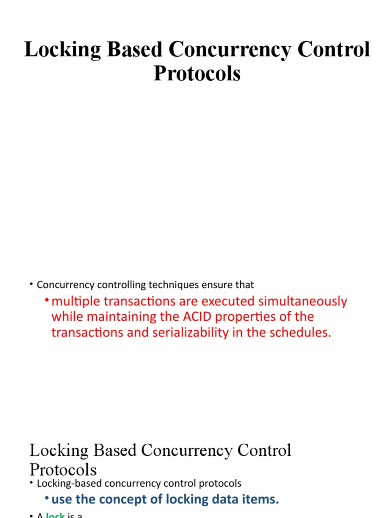 Locking Based Concurrency Control Protocols Pdf Database Transaction Computer Science