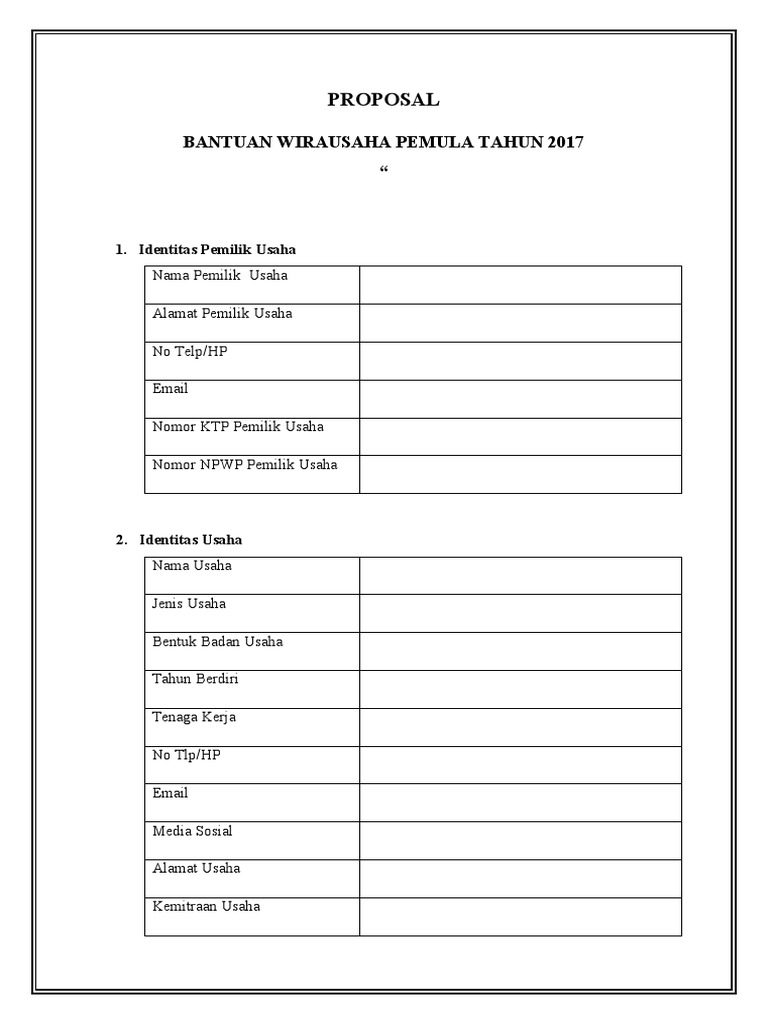 Proposal Wirausaha Kuliner 2017 | PDF