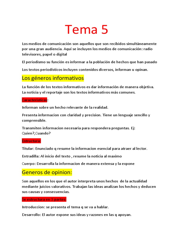 Resumen Tema 5 Lengua y Literatura | PDF | Publicidad | Comunicación