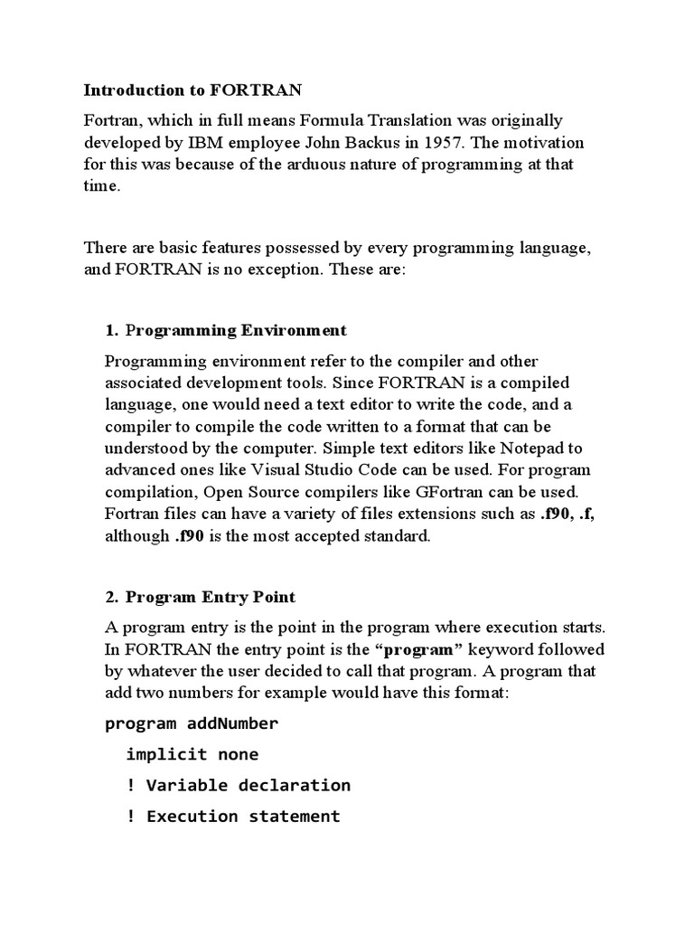 Introduction to FORTRAN | PDF | Control Flow | Data Type