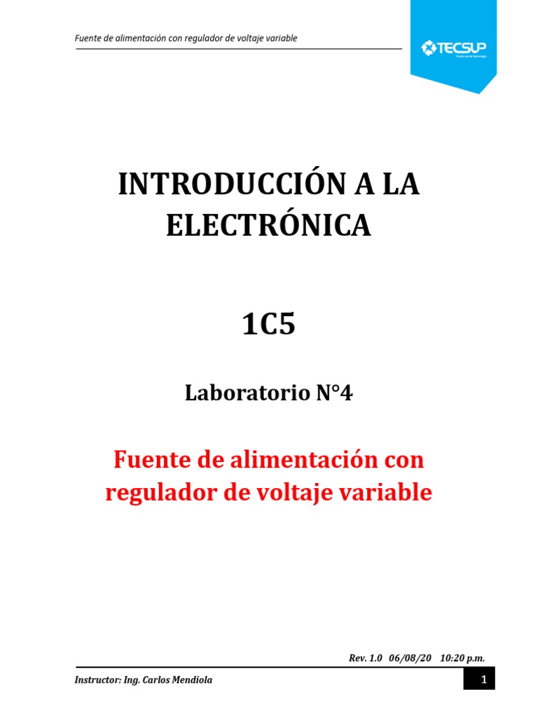 Introducción A La Electrónica 1C5: Fuente de Alimentación Con Regulador ...