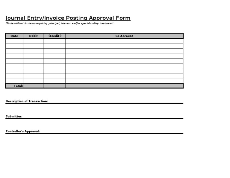 Journal Entry Approval Form | PDF