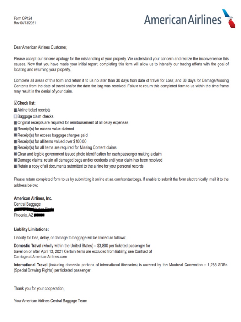 AA Claim Requirement List | PDF