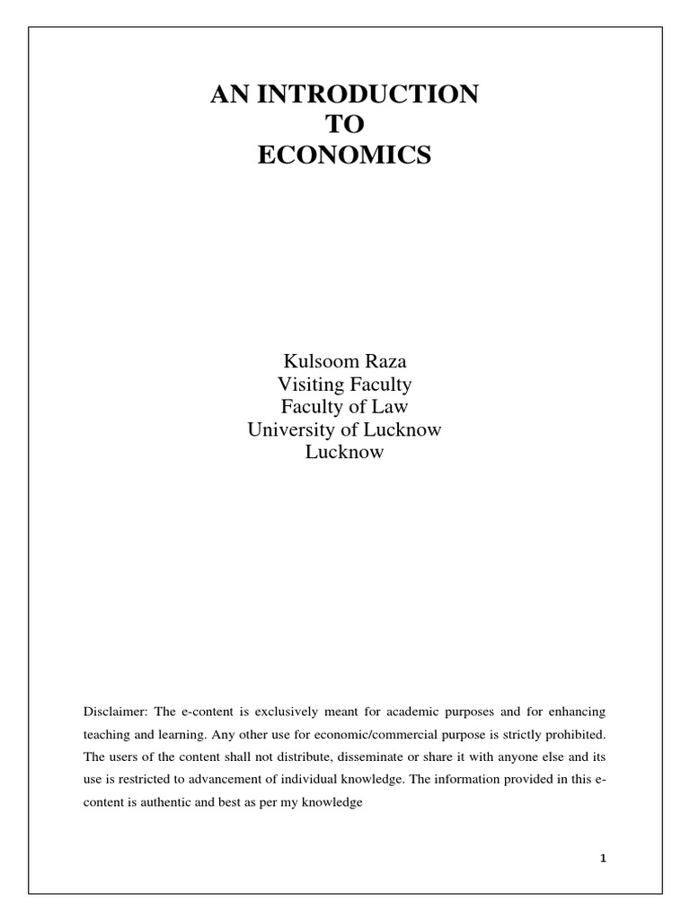 AN INTRODUCTION TO ECONOMICS | PDF | Economics | Resource