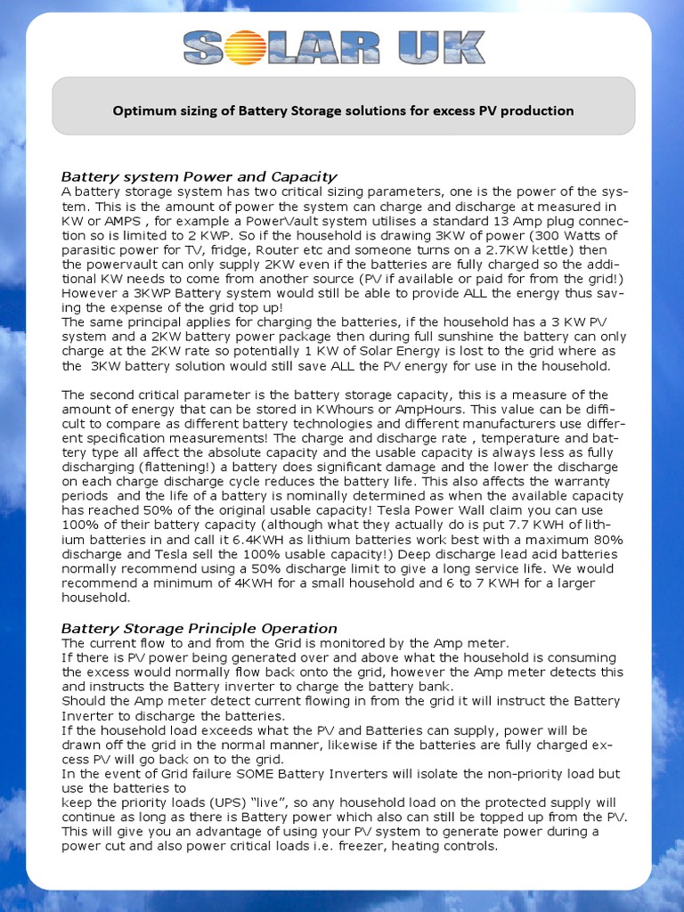 Battery Storage System Sizing Case Study | Download Free PDF ...