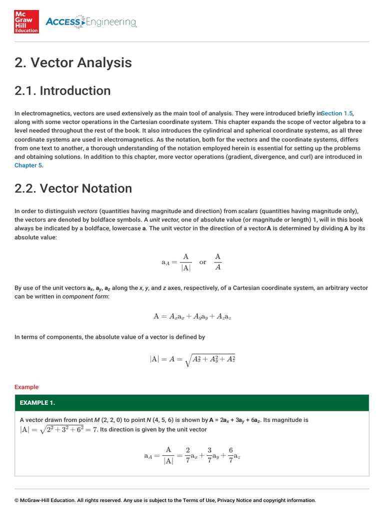 Vector Analysis Pdf Euclidean Vector Coordinate System