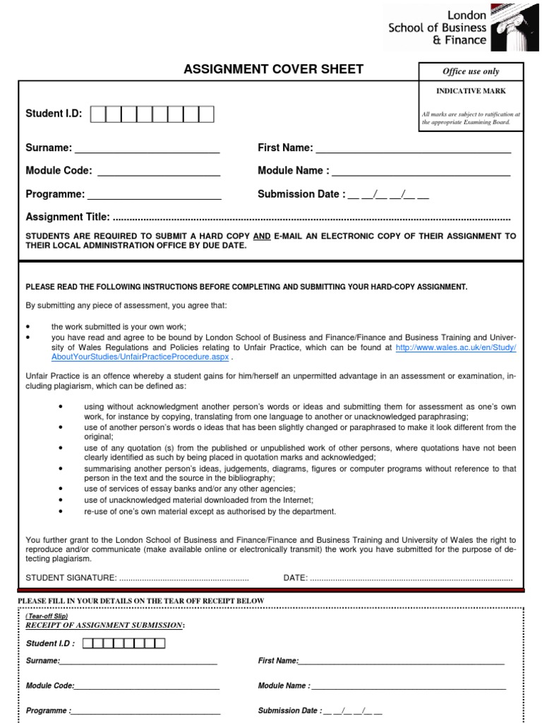 Assignment Submission Cover Sheet | PDF | Computing And Information ...
