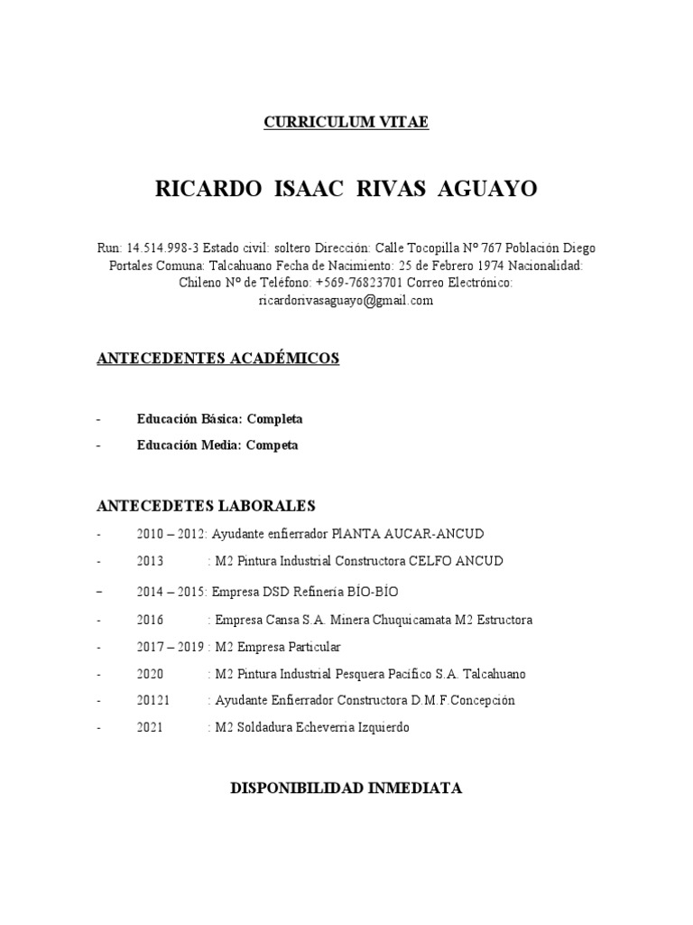 Curriculum Vitae Ricardo | PDF