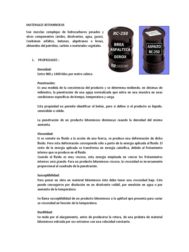 Materiales Bituminosos | PDF | Viscosidad | Agua