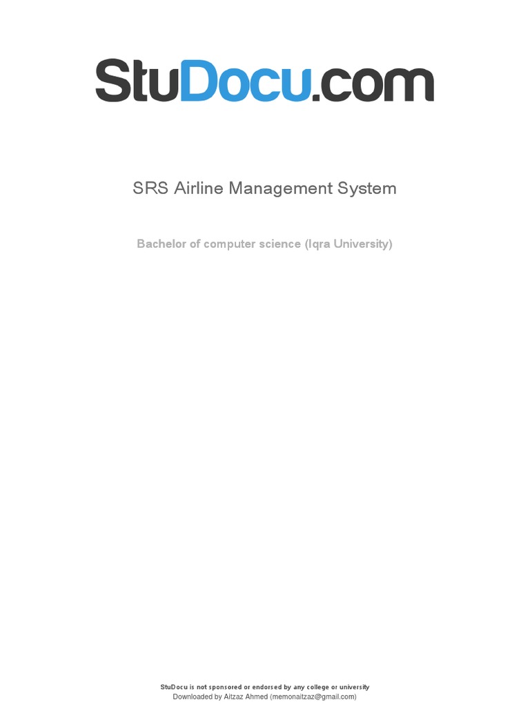 Srs Airline Management System | PDF | Reliability Engineering | Operating System